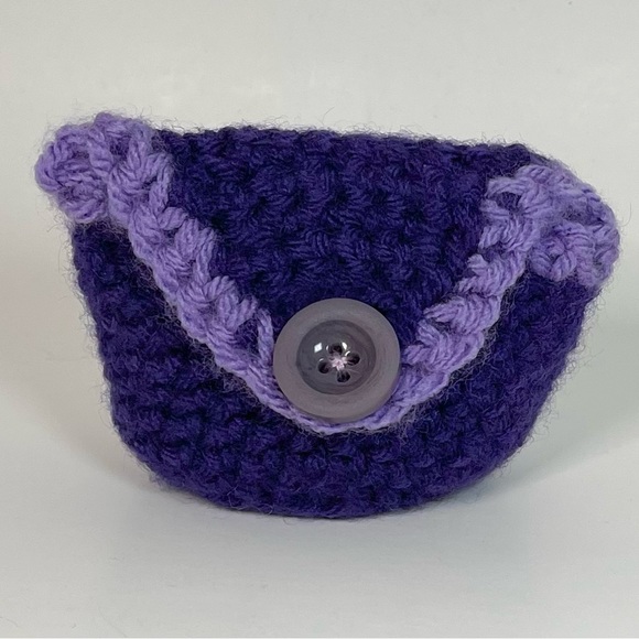 Fancy Knots | Bags | Handmade Crochet Purple Lavender Coin Purse Ear ...